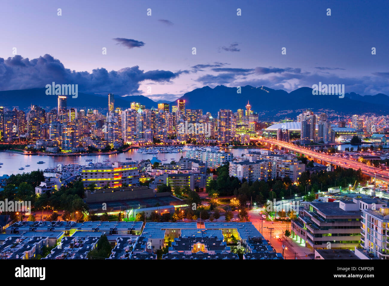 Artist's Choice: City skyline at dusk, Vancouver, British Columbia ...