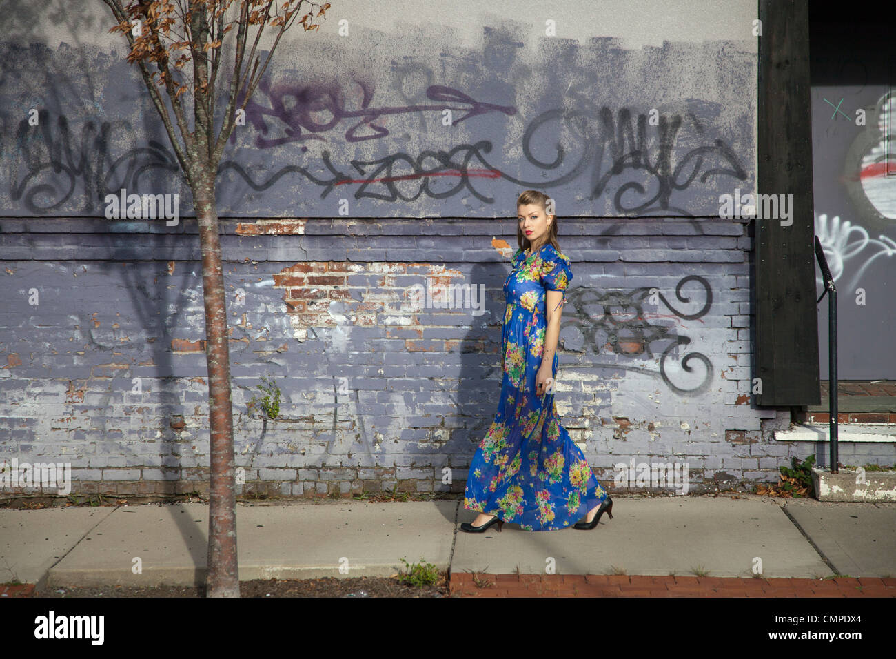 Photograph of a beautiful blond woman with a vintage or retro ...