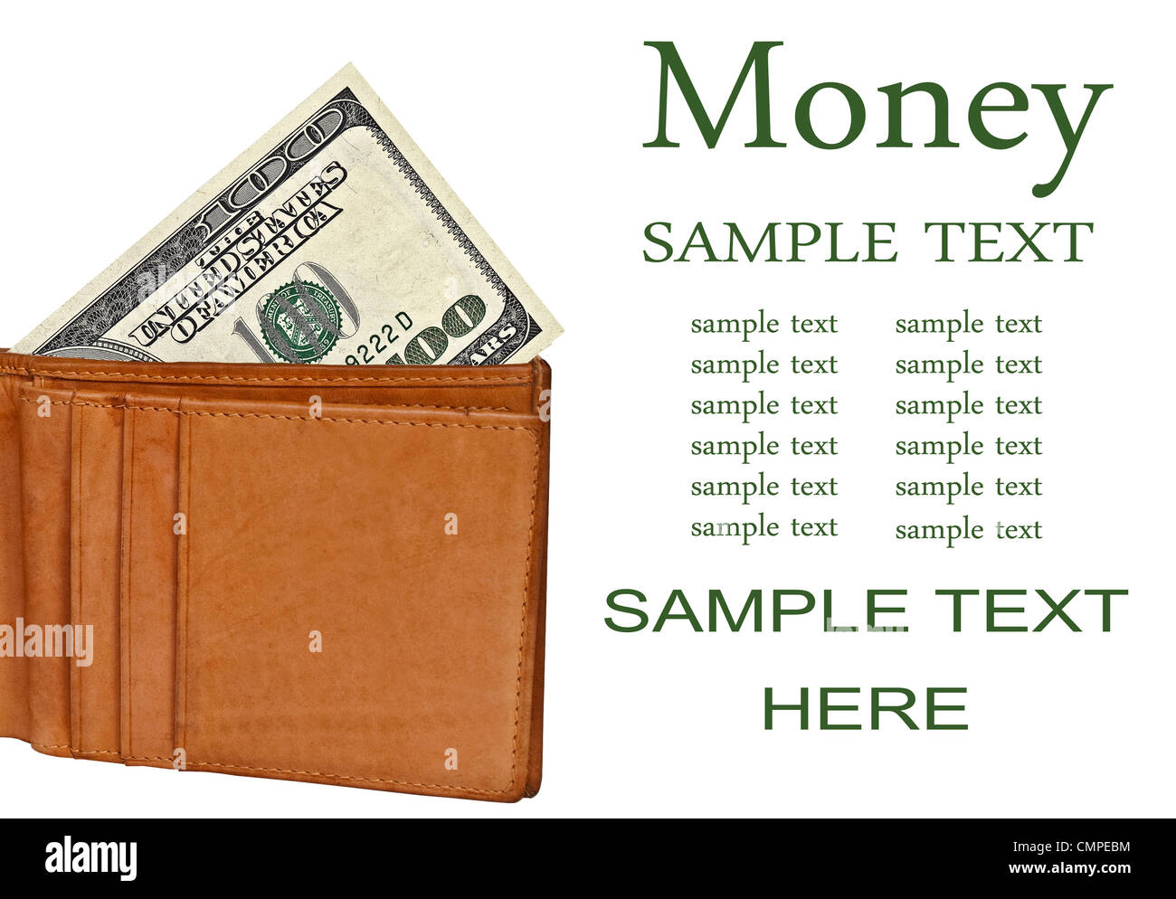 Brown leather wallet with money isolated on white background - Money ...