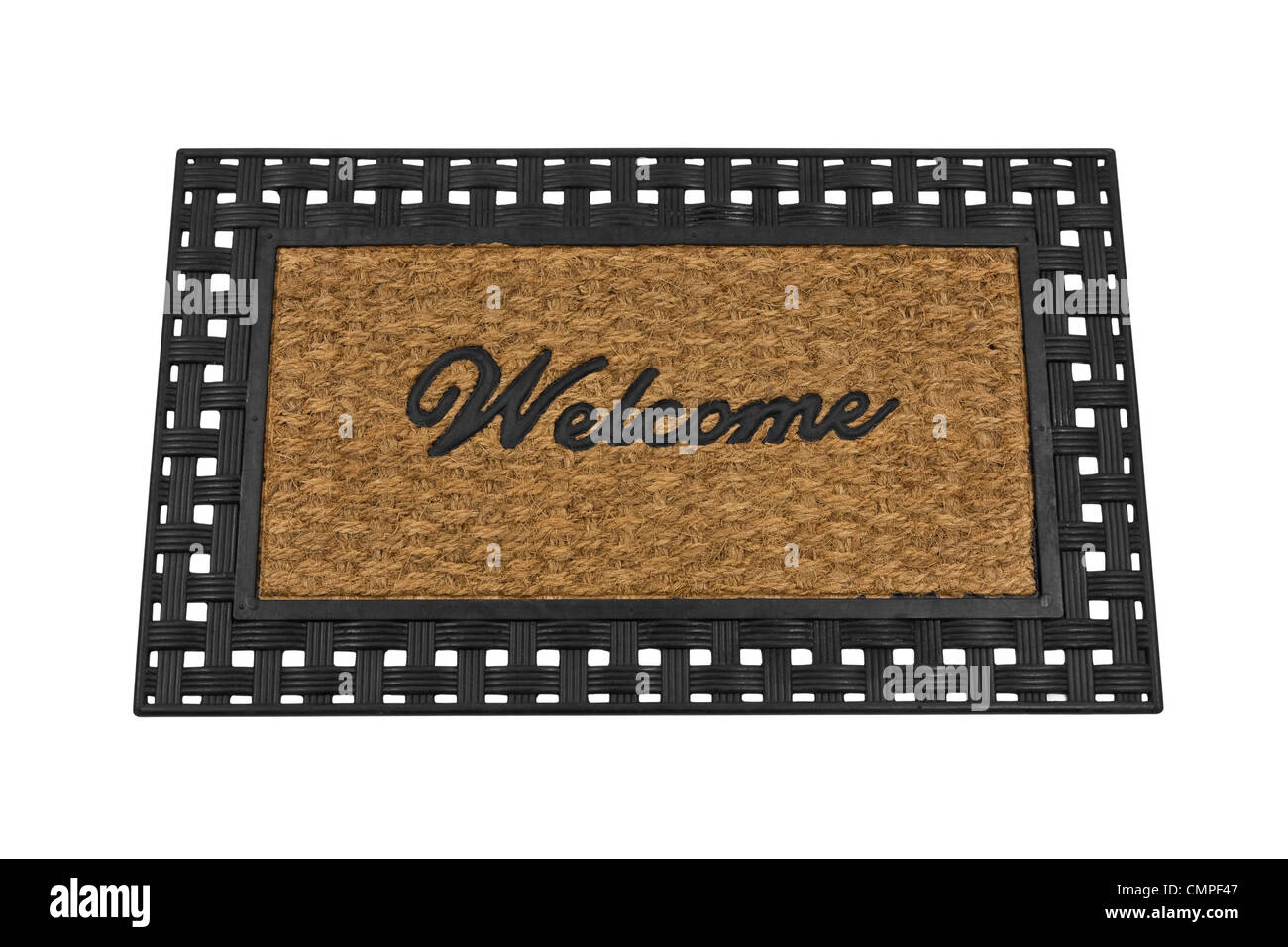 Welcome mat isolated on white Stock Photo - Alamy