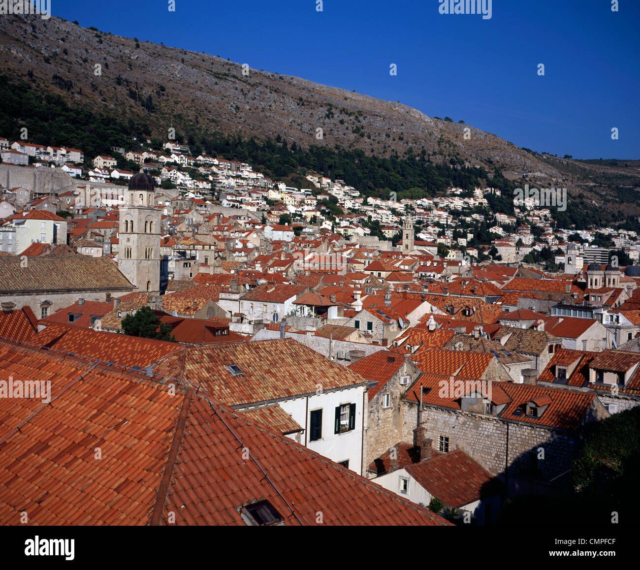 The bell tower of The Dominican Monastery Dubrovnik Croatia Stock Photo ...