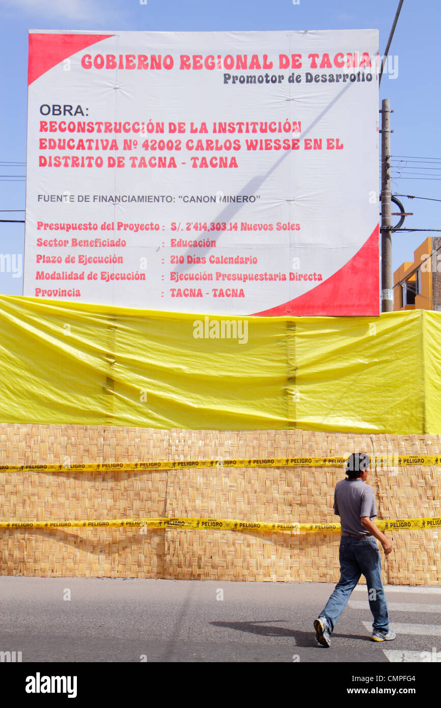 Tacna Peru,Avenida 2 de Mayo,street scene,under new construction site ...