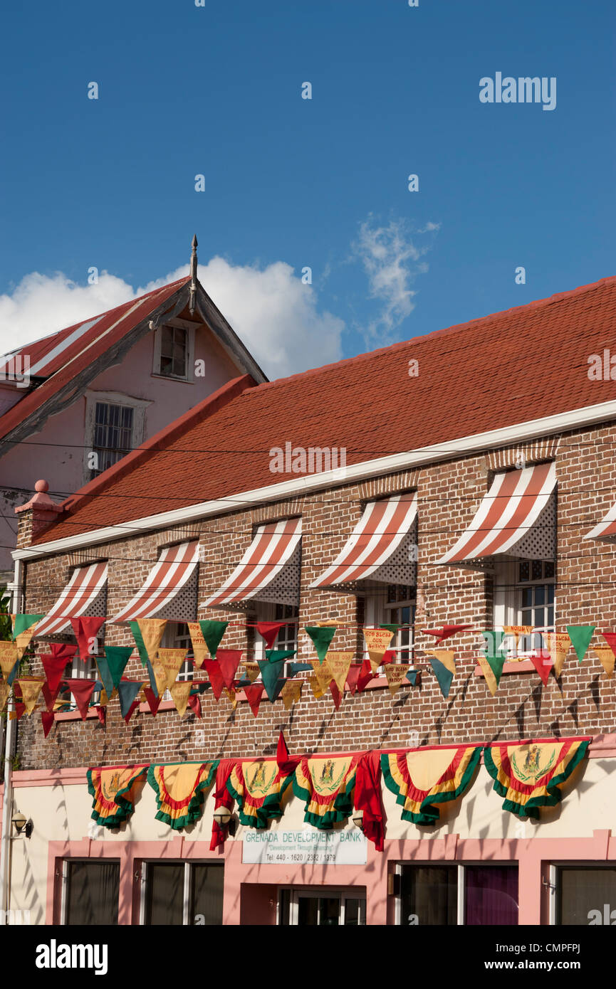 Public decorations outside the Grenada Development Bank for the ...