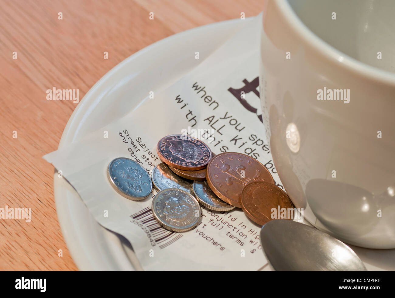 Coffee receipt and British money Stock Photo - Alamy
