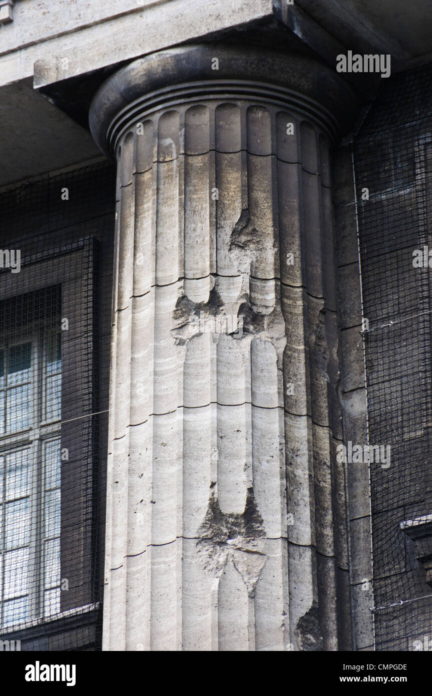 Bullet holes in columns of the Pergamon Museum, Berlin, Germany, by ...