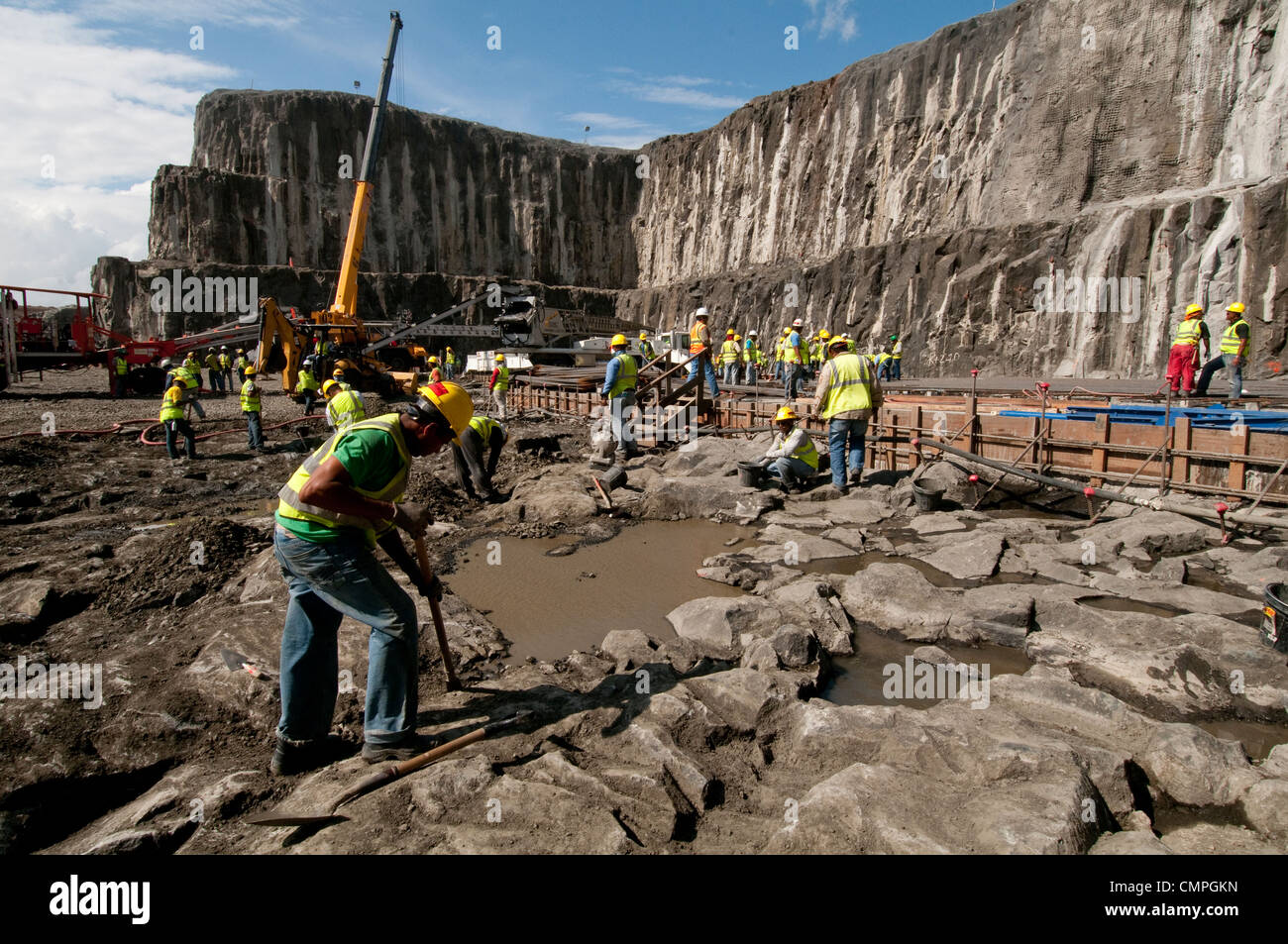 Workers on duty at excavations of Panama Canal Stock Photo - Alamy