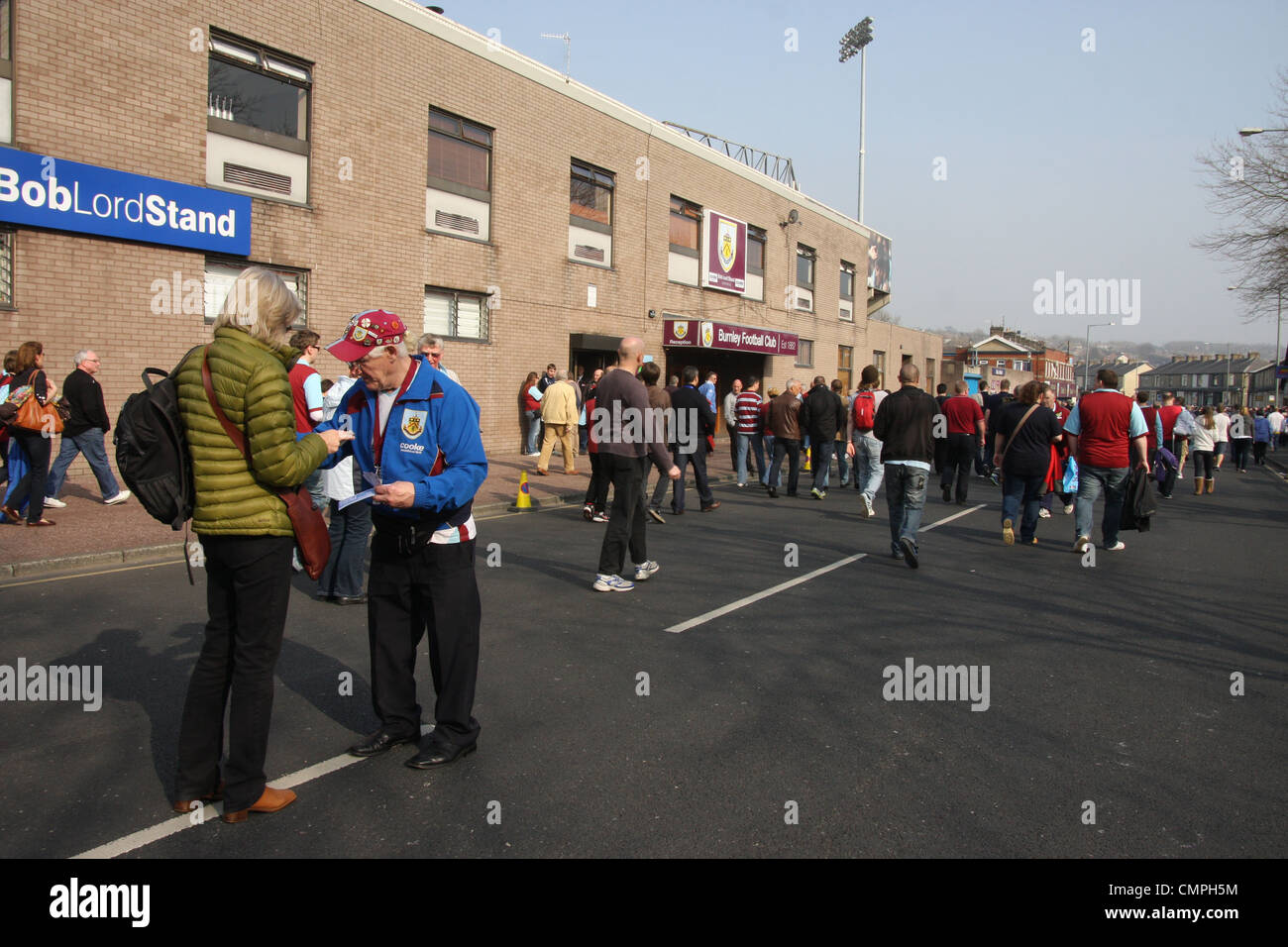 This is a crowd scene of Burnley supporters before the Match between ...