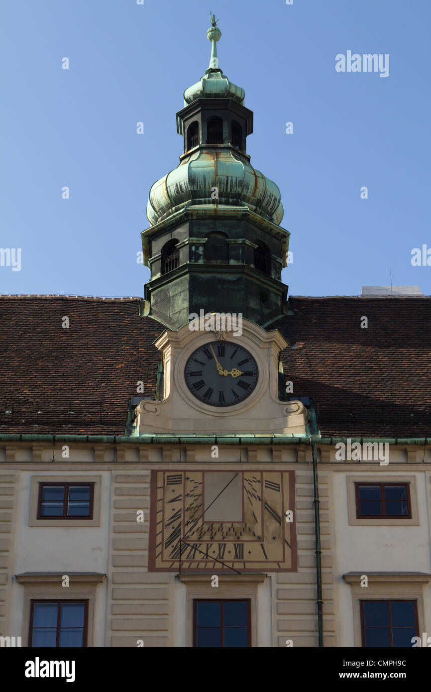 A tower and sundial in the center of vienna: hofburg Stock Photo - Alamy