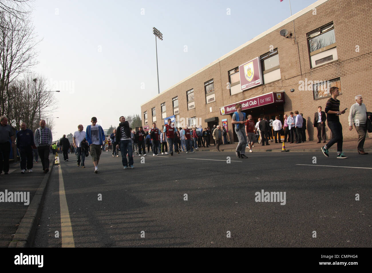 This is a crowd scene of Burnley supporters before the Match between ...