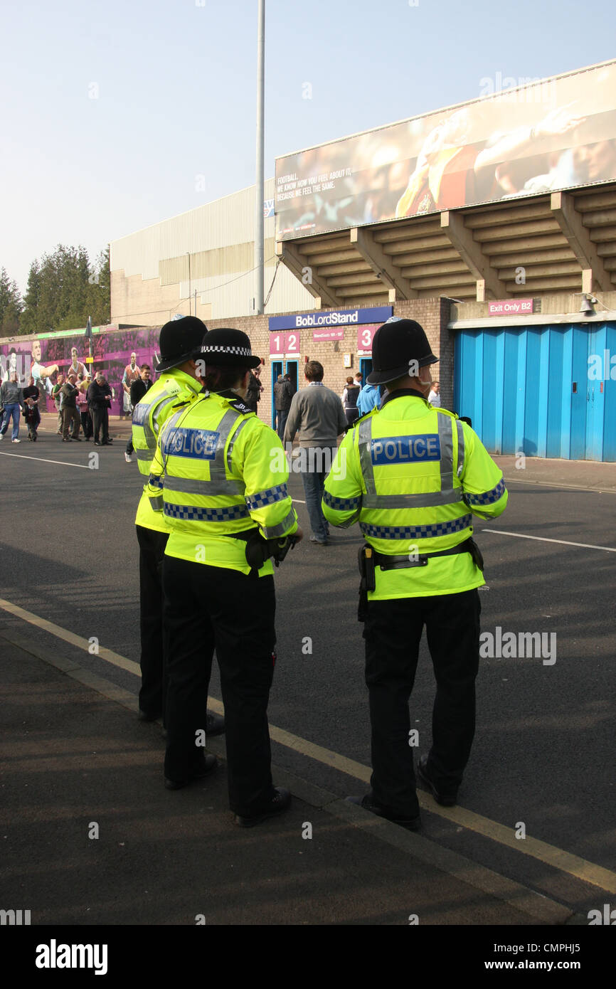 This is a crowd scene of Burnley supporters and police before the Match ...