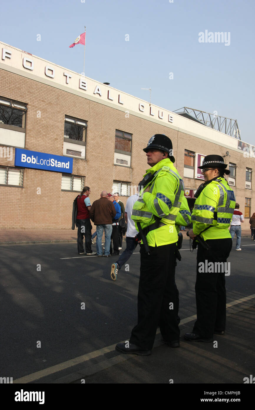 This is a crowd scene of Burnley supporters and police before the Match ...