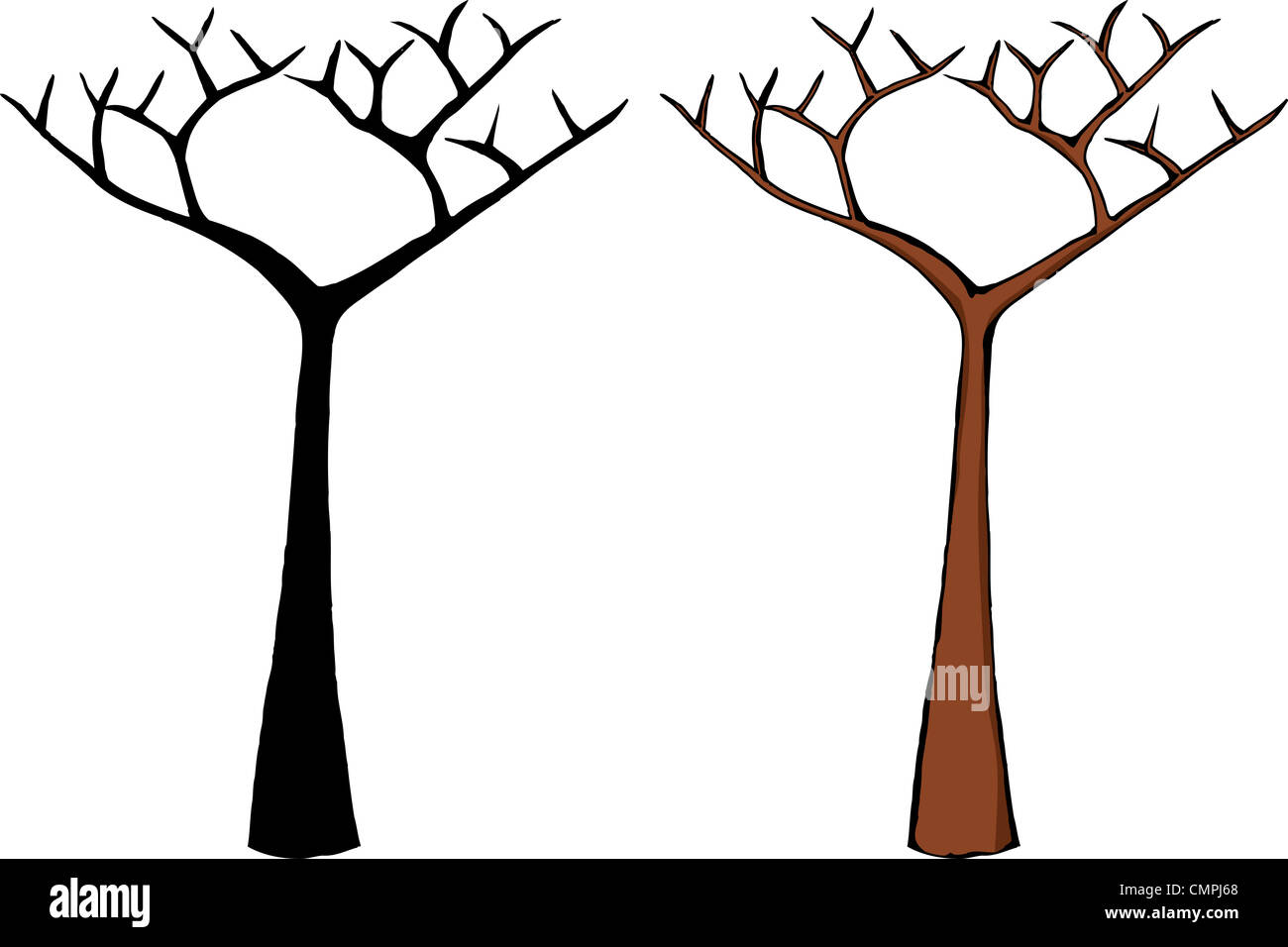 Cartoon of a dead tree isolated over white Stock Photo - Alamy