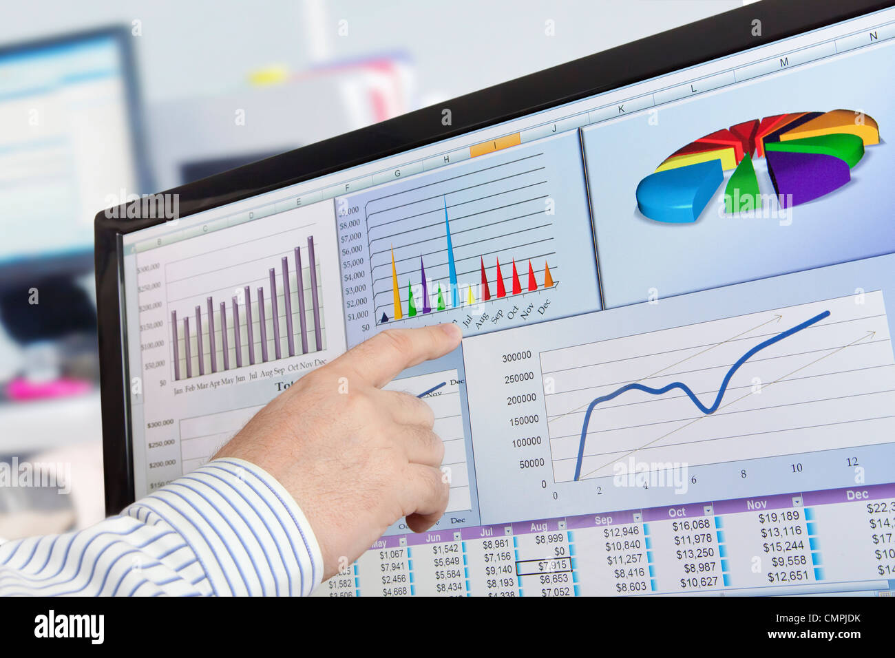 Analyzing data on computer Stock Photo - Alamy