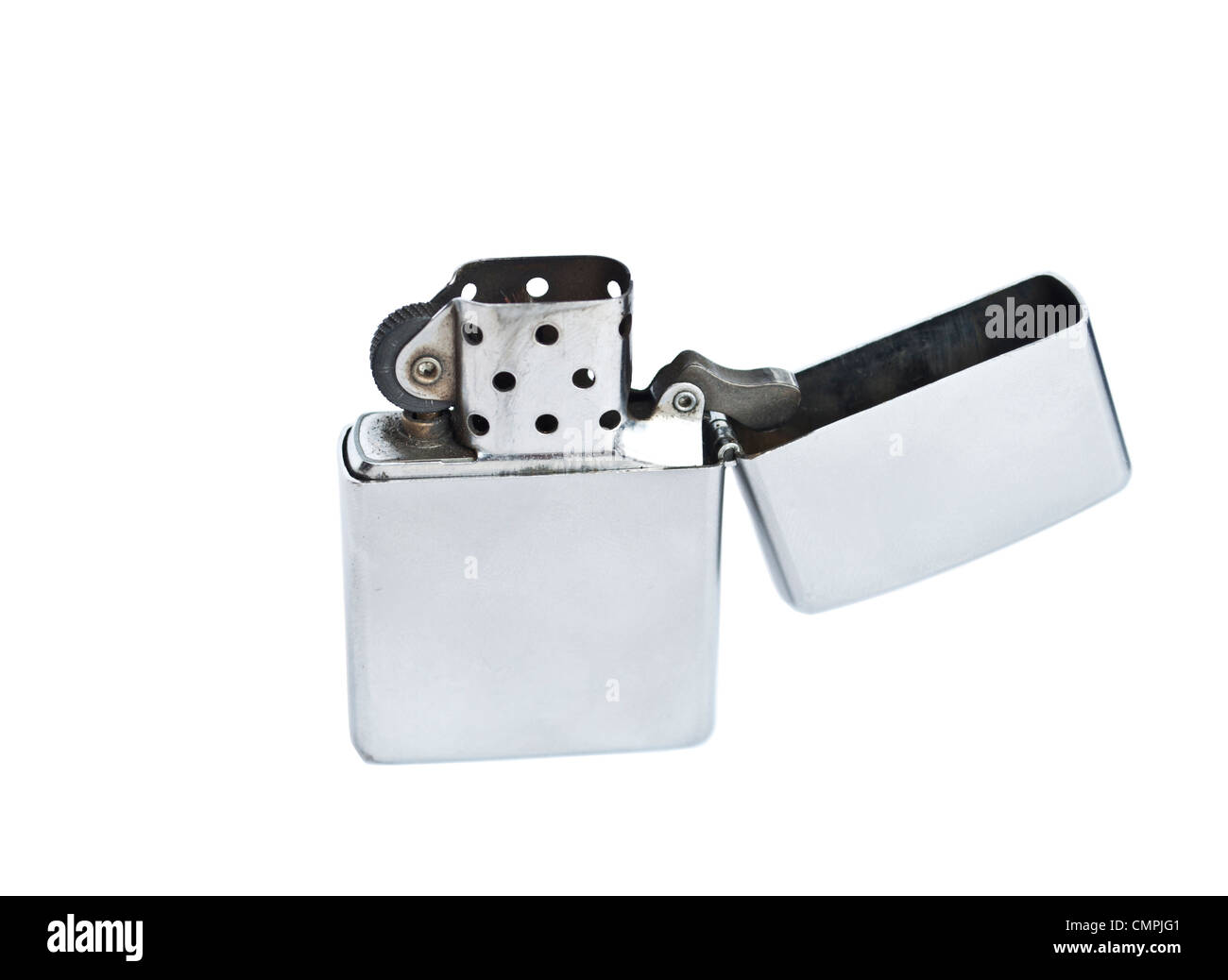 Silver lighter isolated on white Stock Photo - Alamy