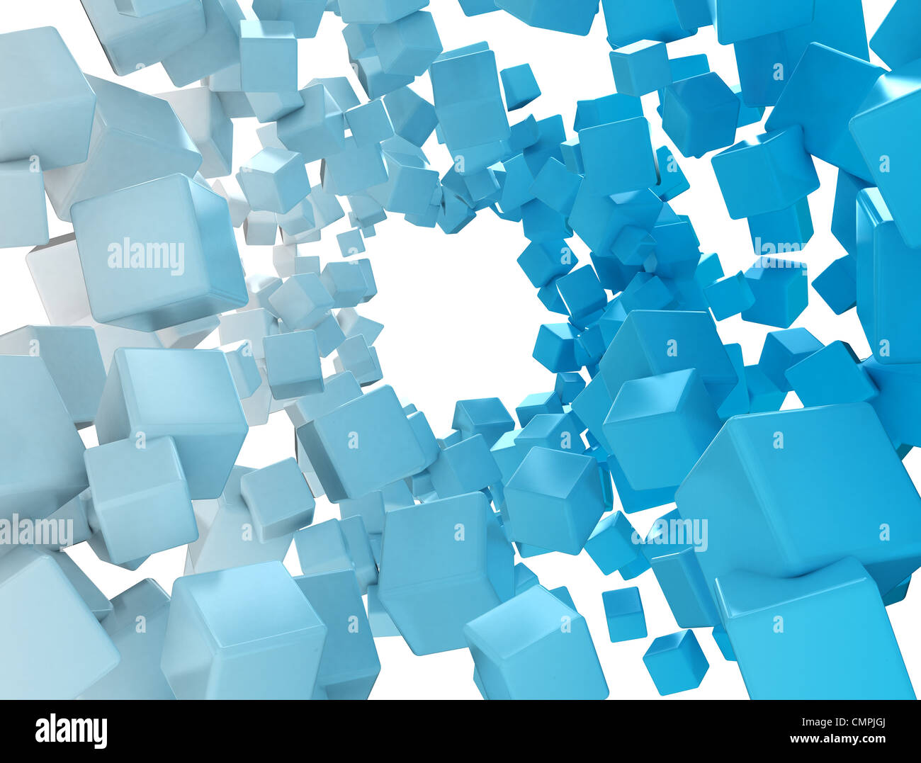 Abstract blue 3d cubes on white background isolated Stock Photo - Alamy