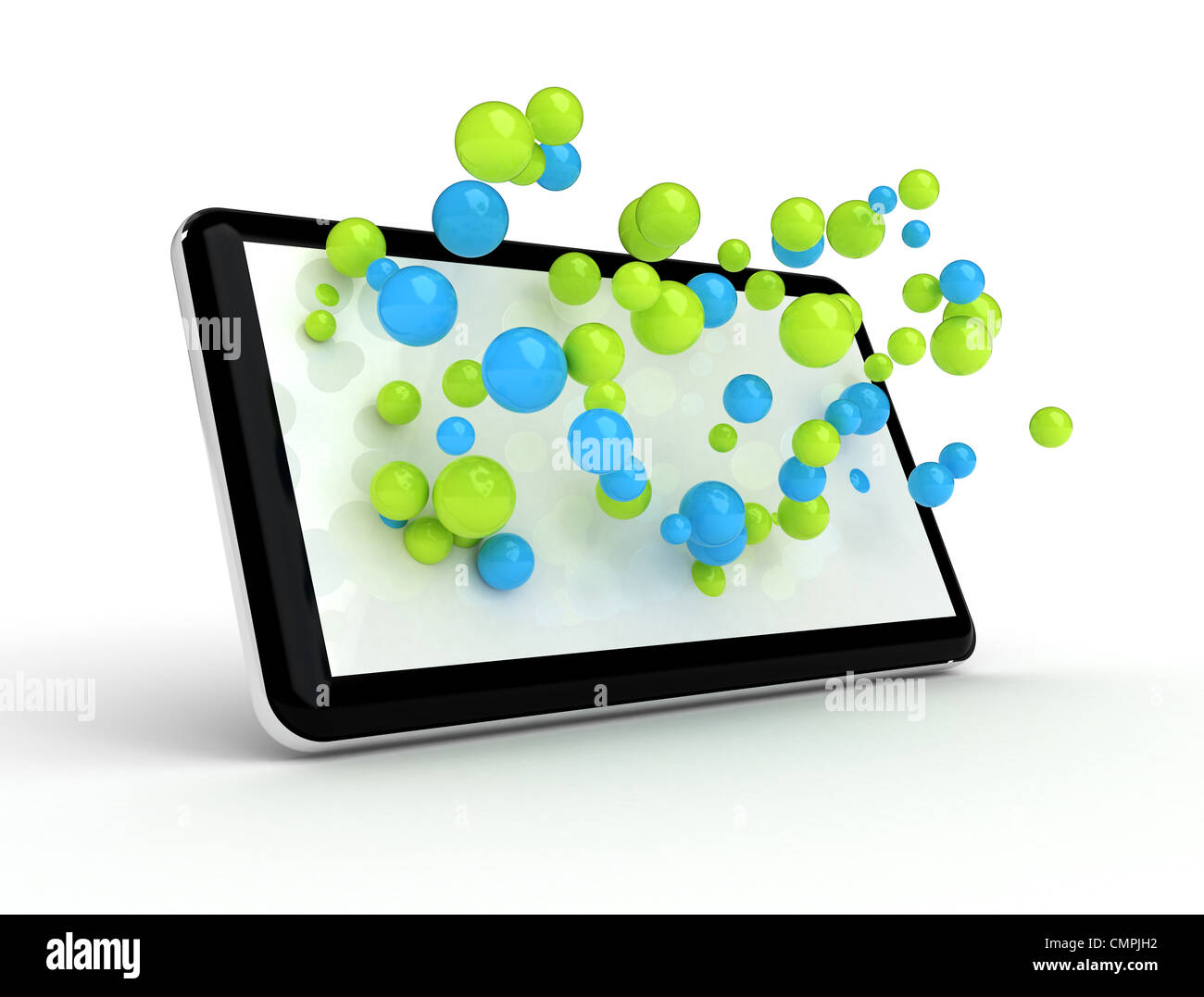 Tablet pc with 3d spheres Stock Photo - Alamy