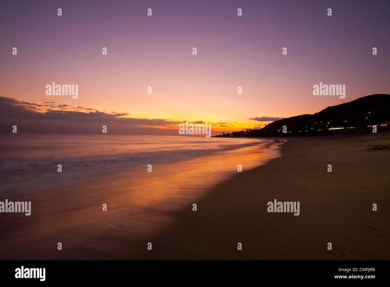 Sunset, Beach, Malibu, California, United Staes of America Stock Photo ...
