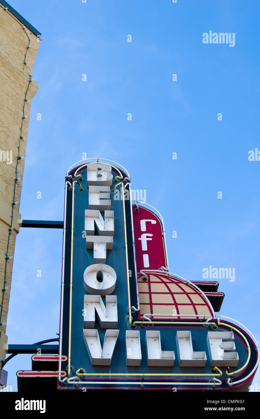 Bentonville sign on the town square in Bentonville, Arkansas Stock ...