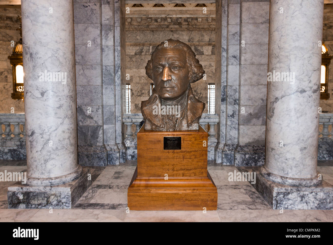 Bronze bust of George Washington in Washington state capitol building ...