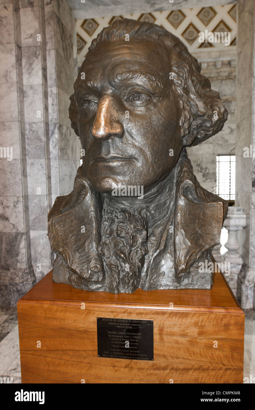 Bronze bust of George Washington in Washington state capitol building ...