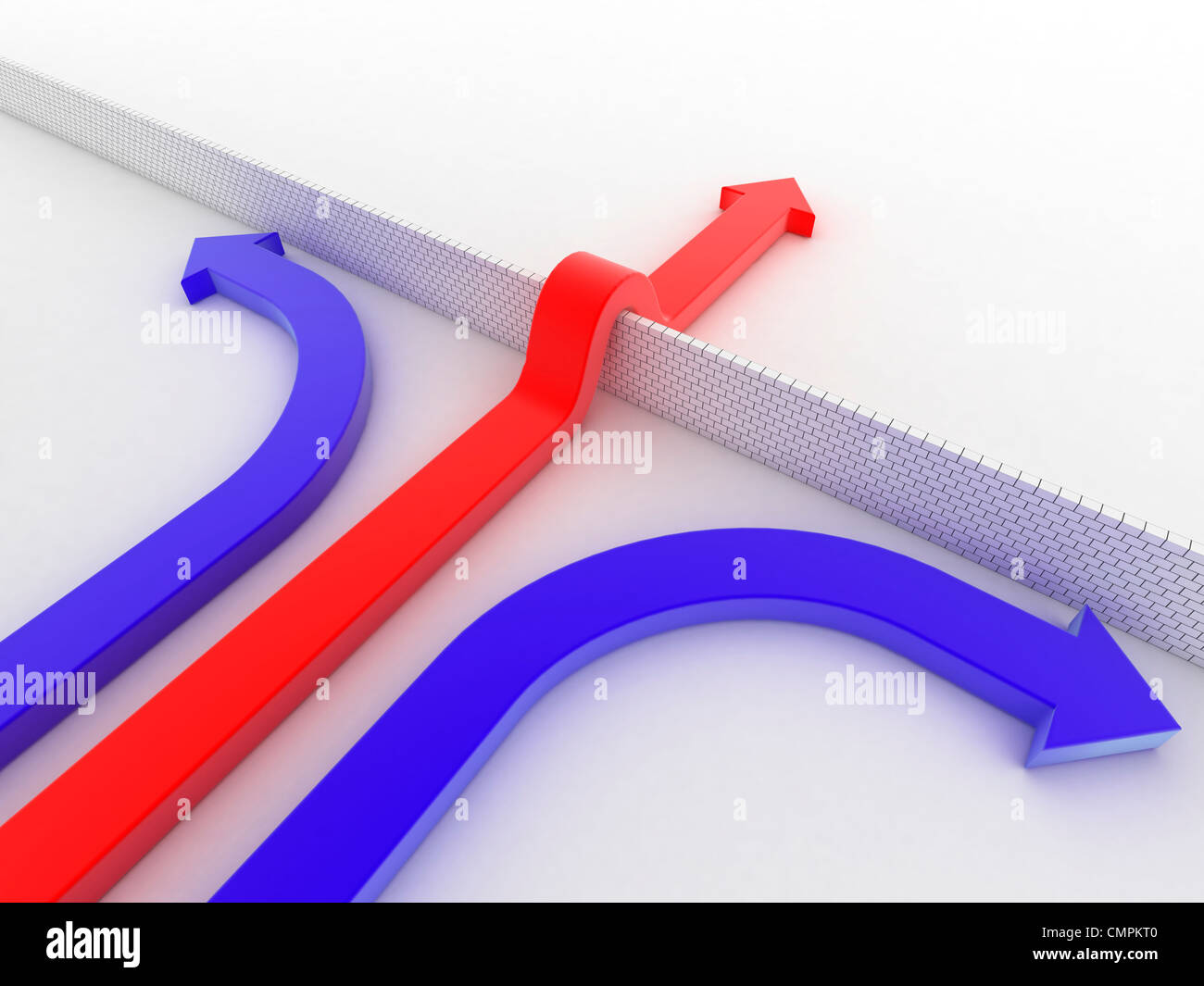arrow passing brick wall abstract 3d illustration - power solution 3d ...