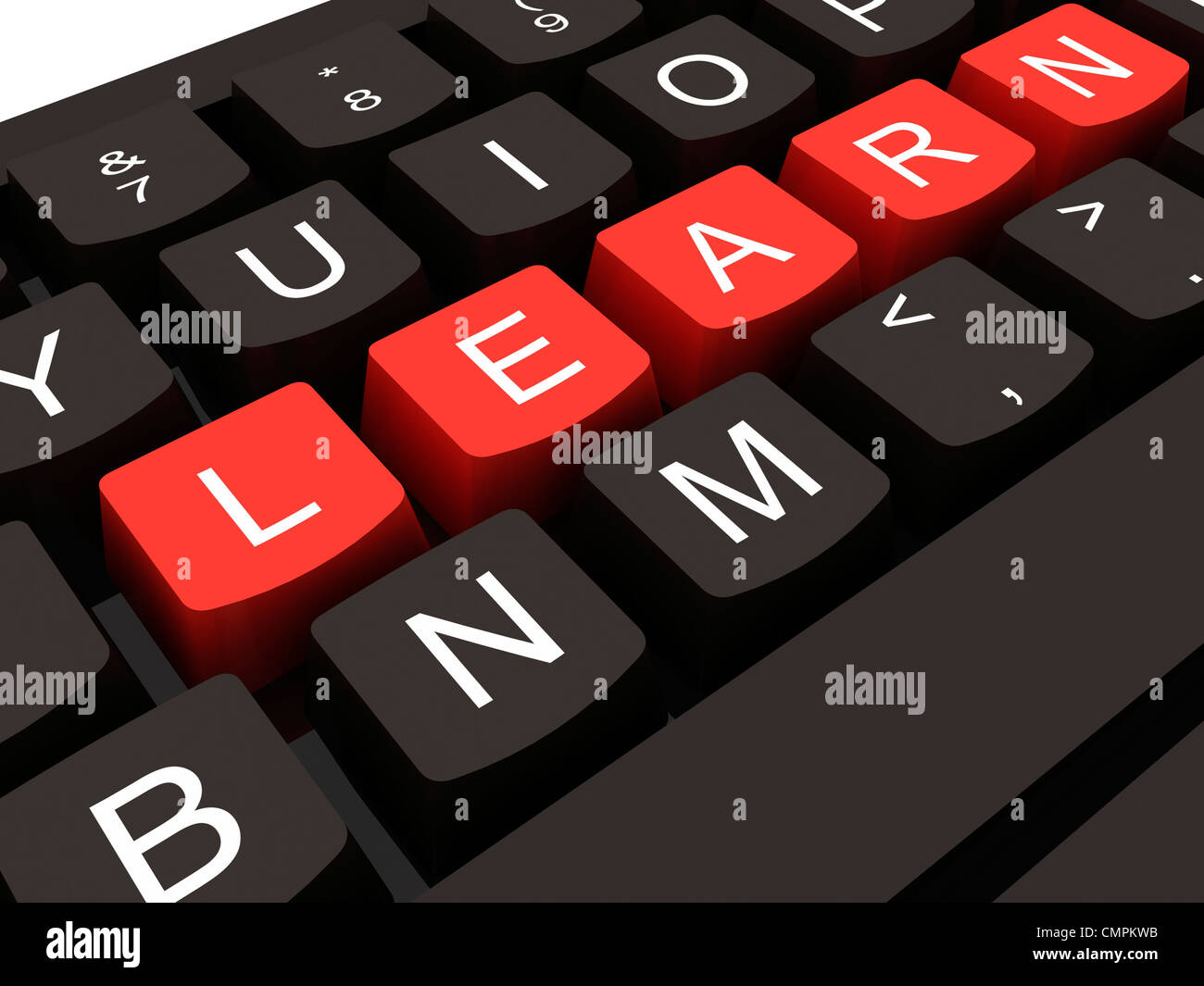 Computer keyboard with key Learn, internet education concept Stock ...