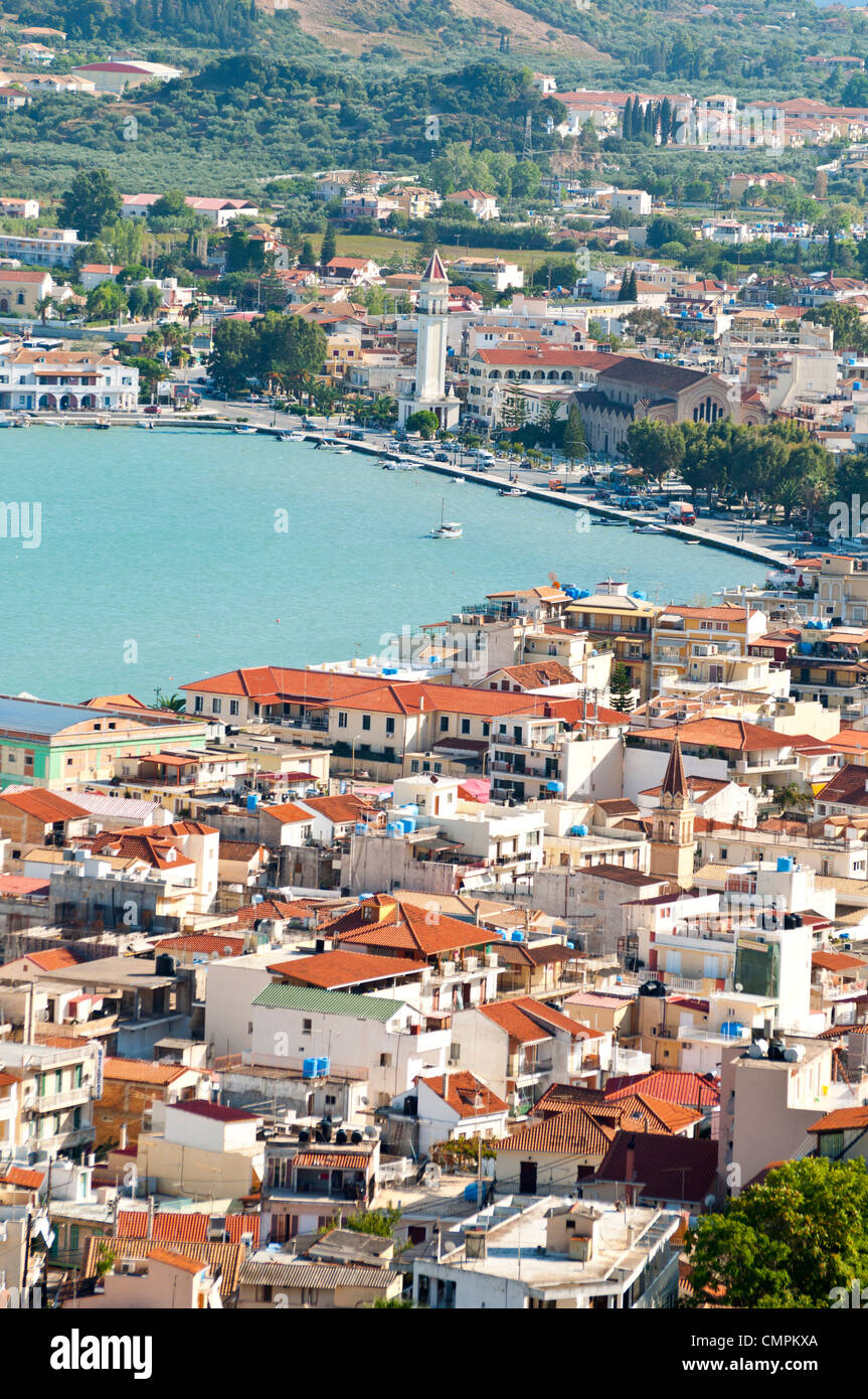 Zakynthos island in Greece - View of the port from Mpochali hill Stock ...