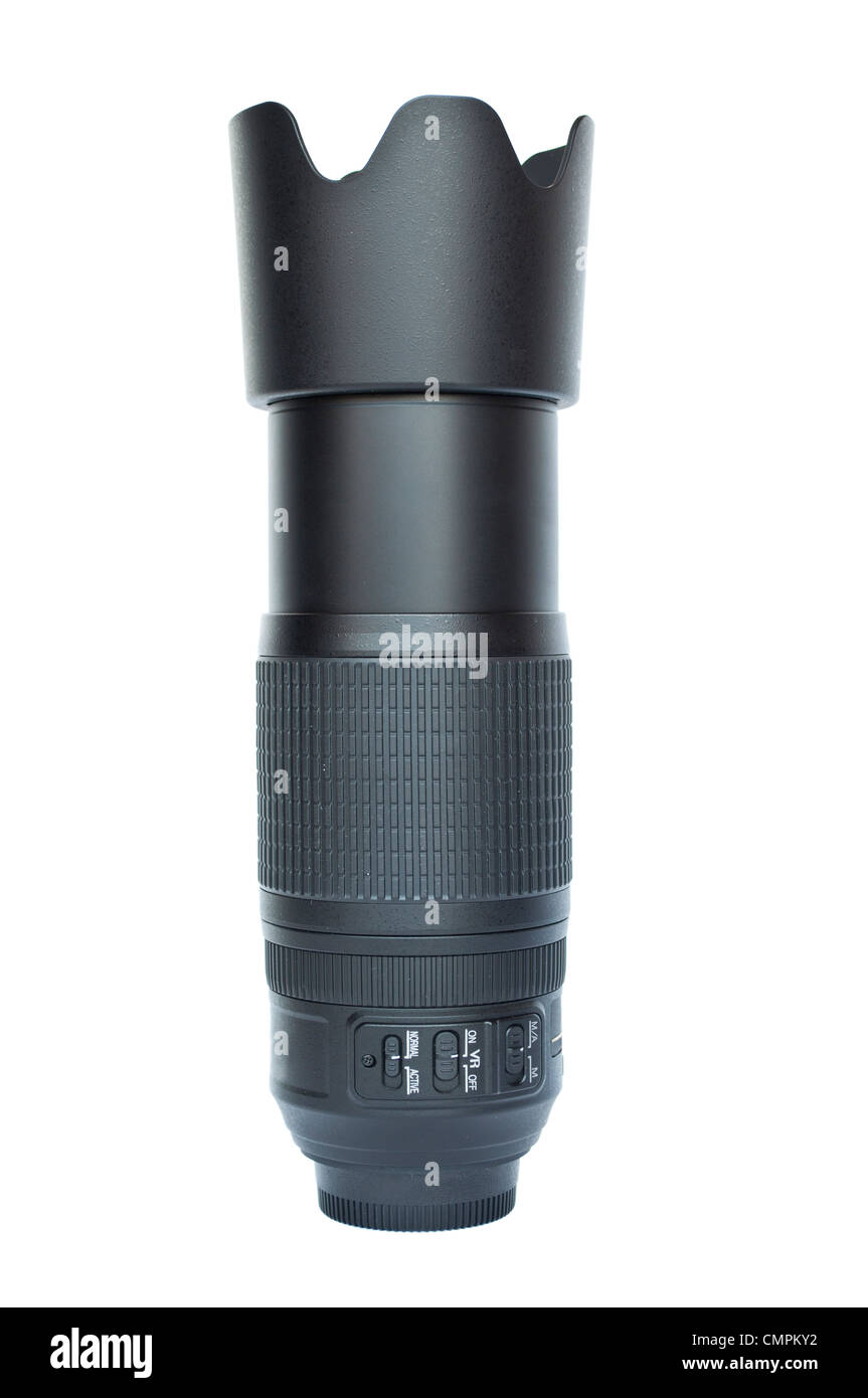 Professional zoom or tele lens isolated on white Stock Photo - Alamy