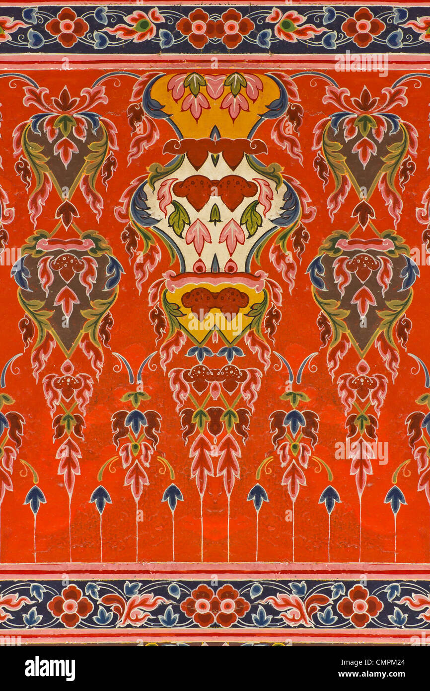 Vintage traditional Thai style art painting on temple for background ...