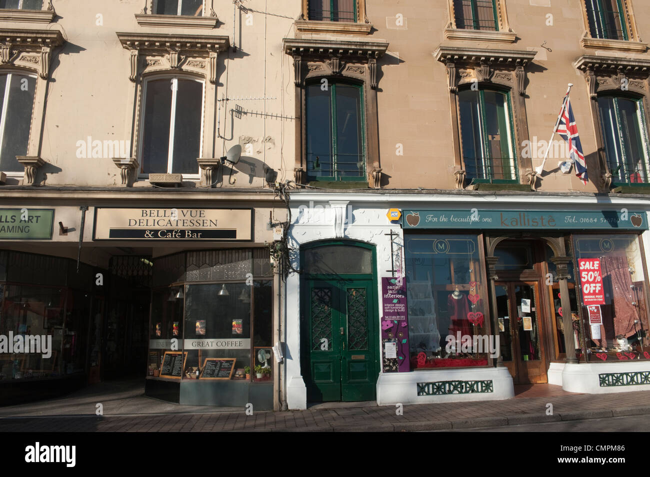 Shops at Belle View Terrace at Great Malvern Stock Photo - Alamy