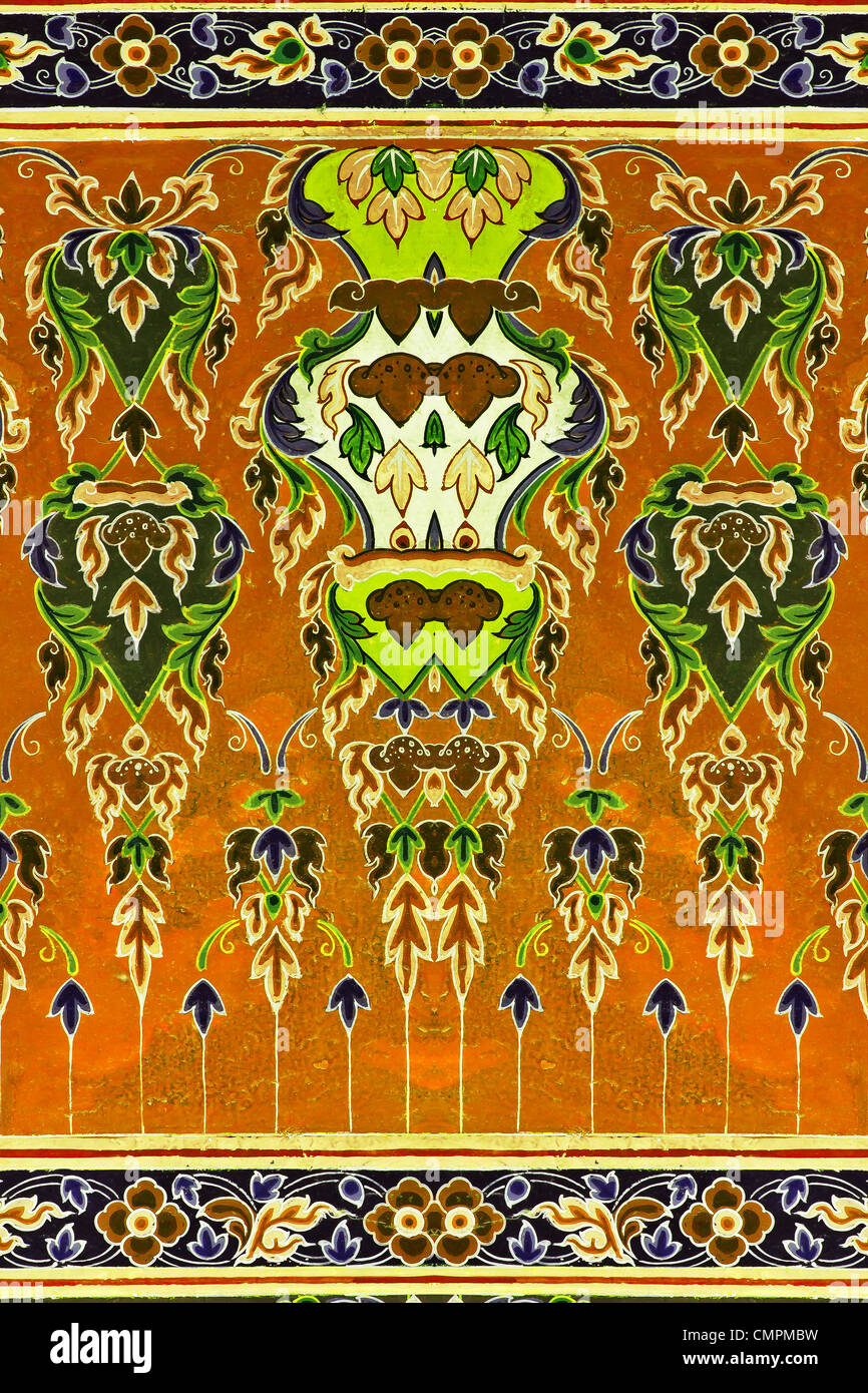 Vintage traditional Thai style art painting on temple for background ...