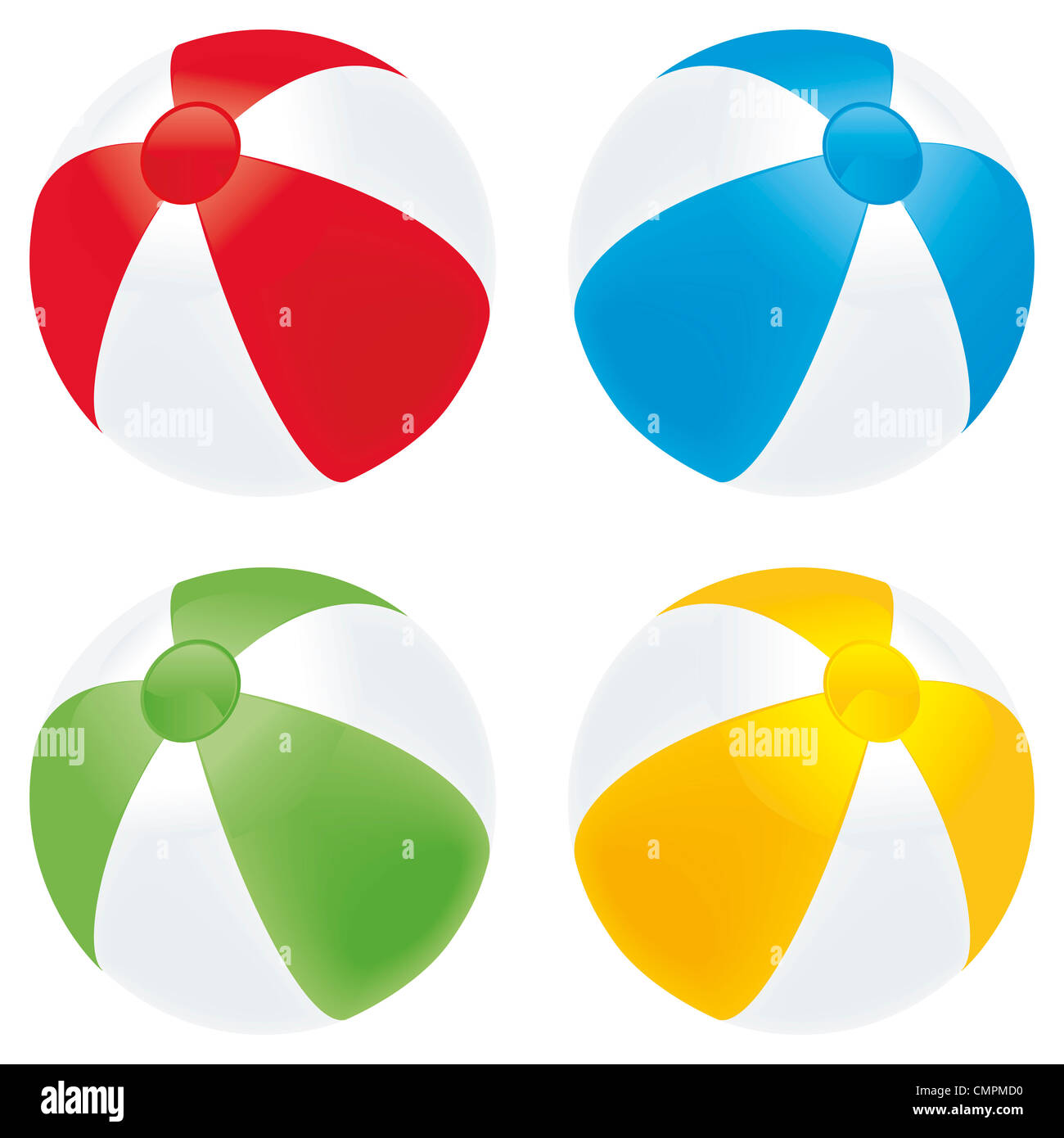 A selection of beach balls in basic colors isolated on white Stock ...