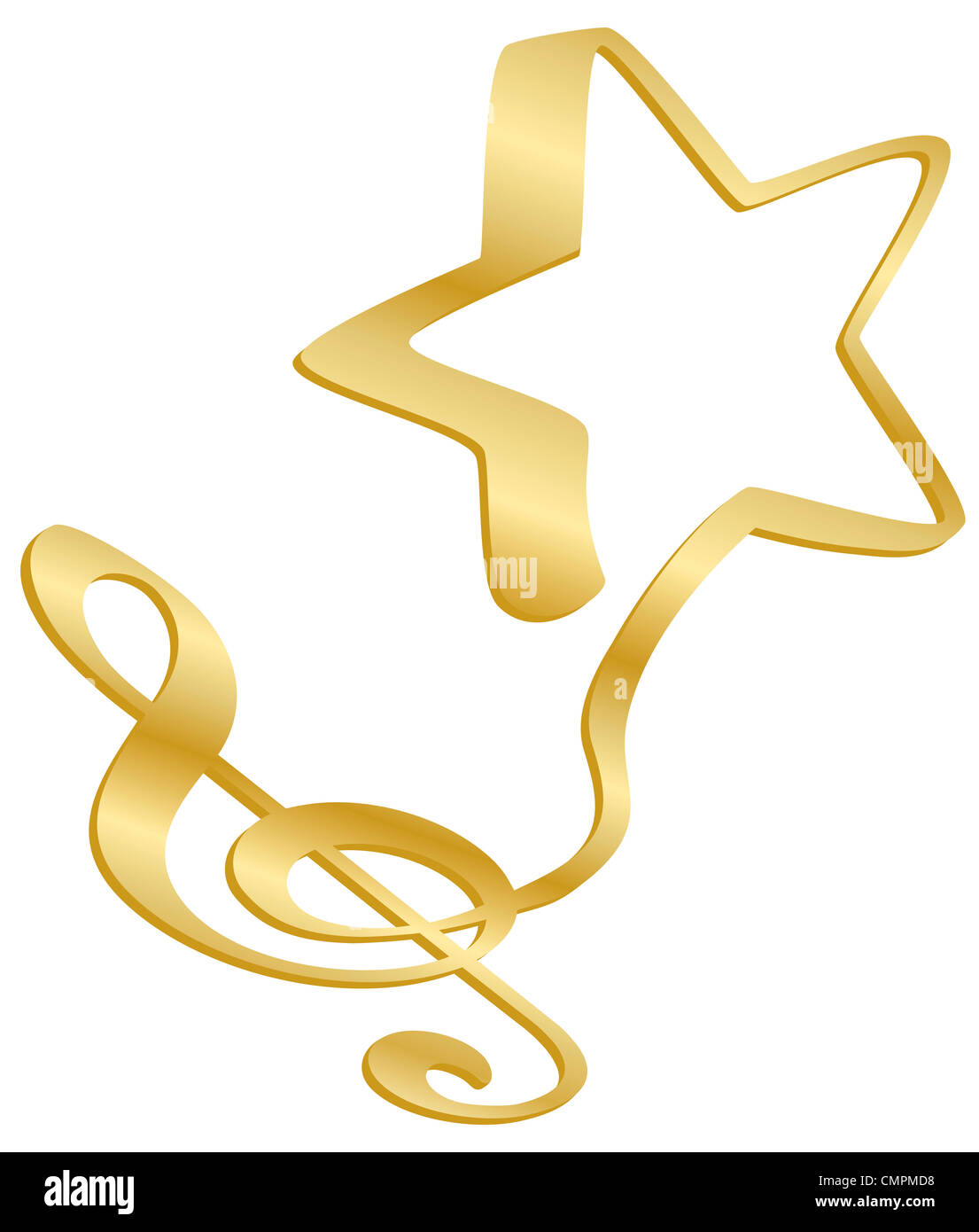 A musical G or treble clef flows into a star Stock Photo - Alamy