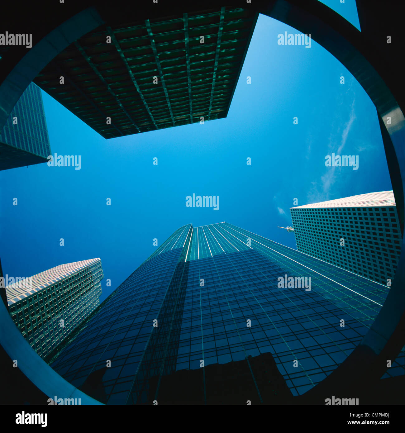 vertical upward viewpoint modern architecture Houston Texas Stock Photo ...