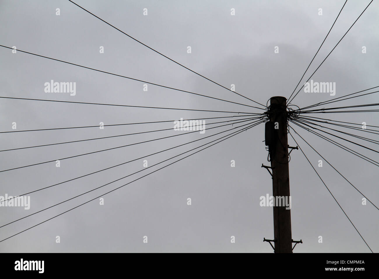 Wires from pole Stock Photo - Alamy