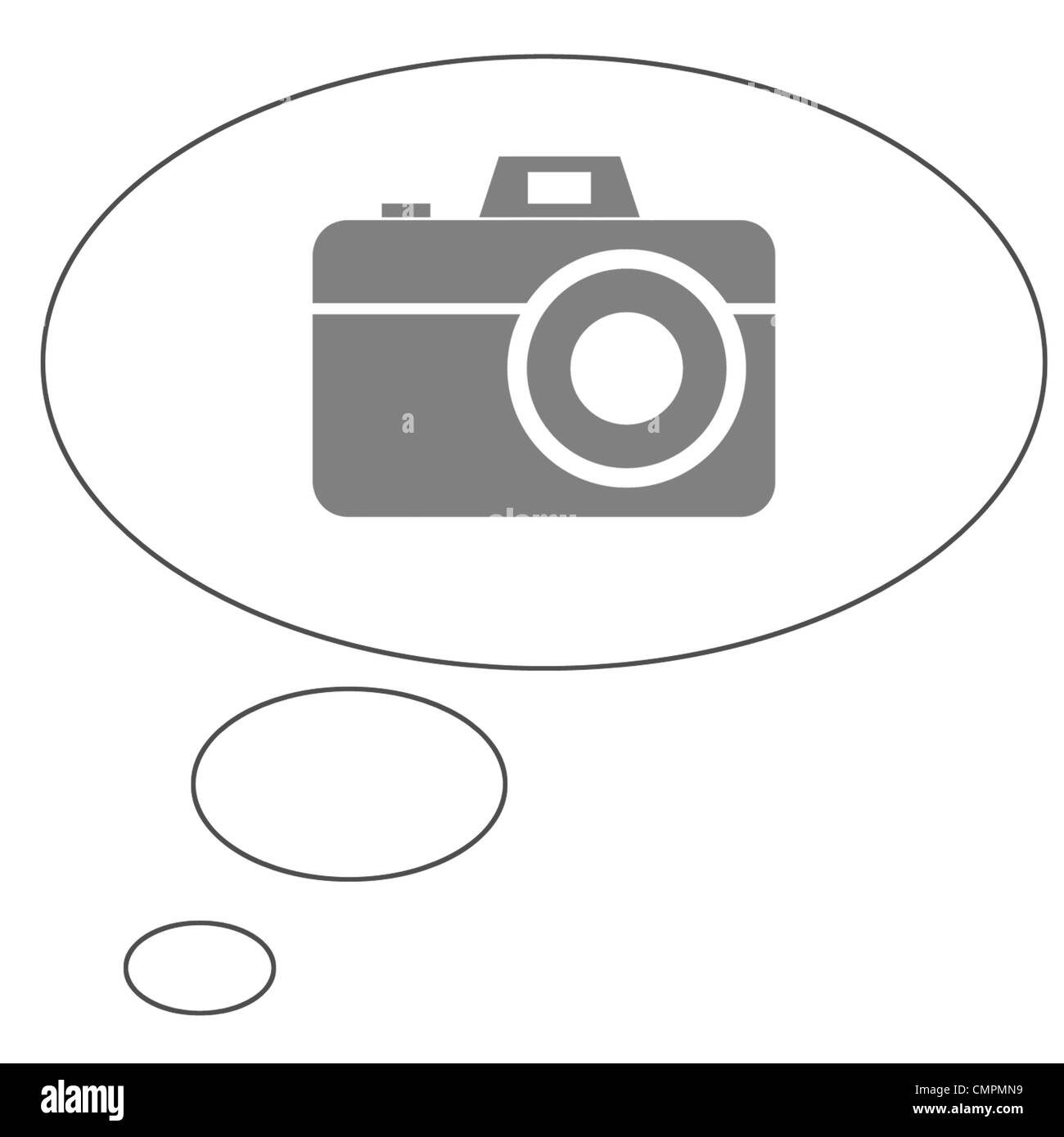 Camera graphic in a thought bubble Stock Photo - Alamy