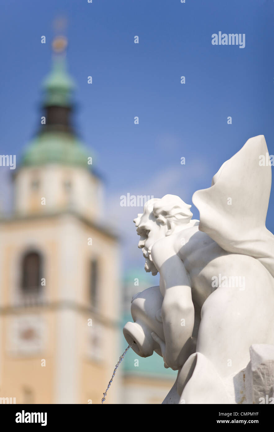 River god statue on the Robba Fountain with the Cathedral of St ...
