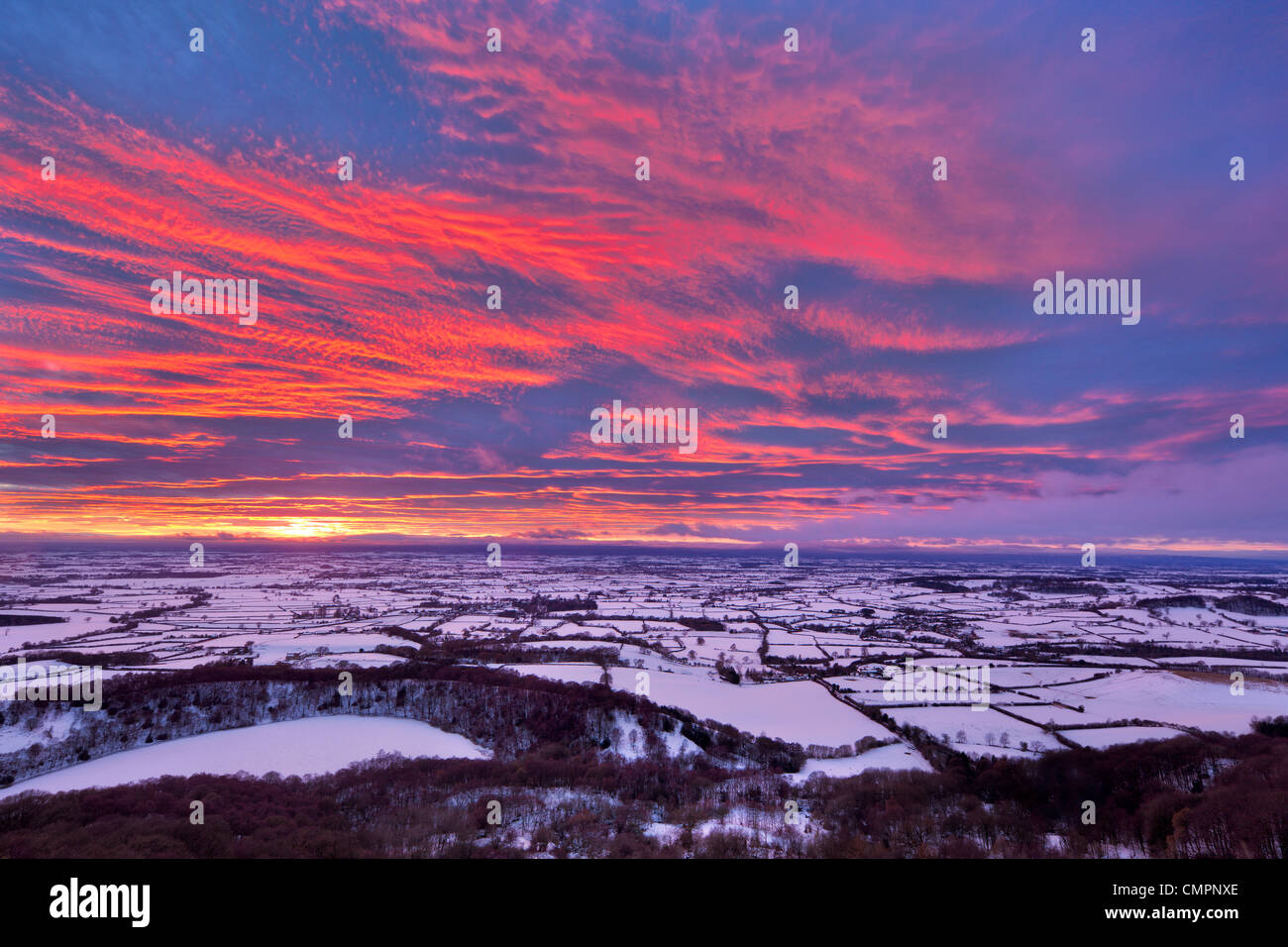 Fiery sunset, Yorkshire, England, United Kingdom, Europe Stock Photo ...