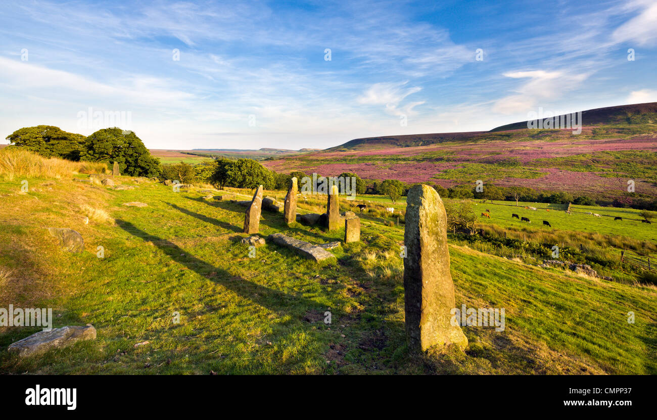 Standing stones on the North Yorkshire Moors with Arden Great Moor in ...