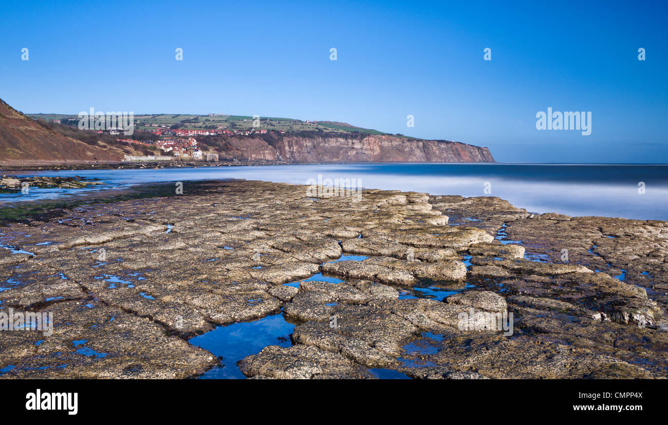 Boggle Hole and Robin Hood's Bay on a sunny winter's day, North ...