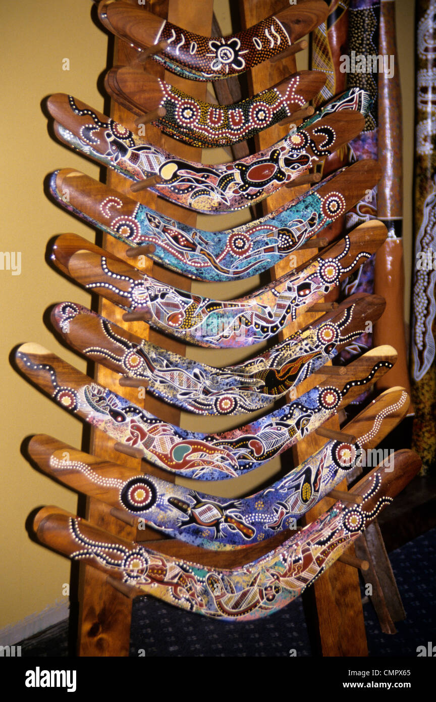 1990s CAIRNS, AUSTRALIA 9 BOOMERANGS DECORATED WITH ABORIGINE HAND ...