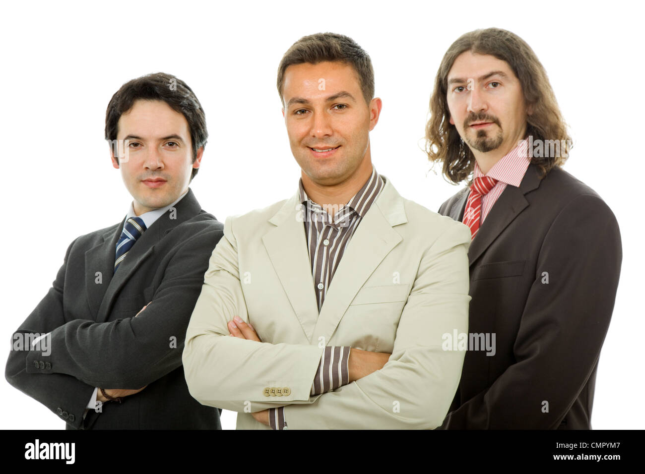 three business men isolated on white background Stock Photo - Alamy