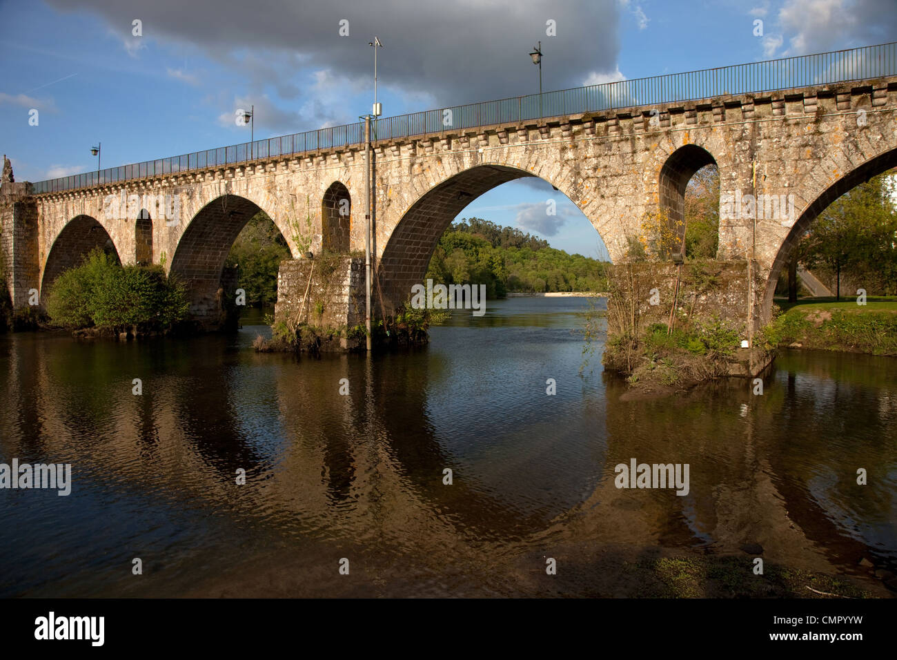 ancient roman bridge of Ponte da Barca in the north of Portugal Stock ...