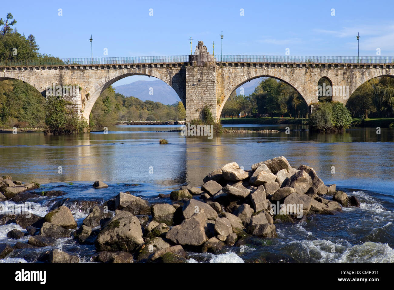 ancient roman bridge of Ponte da Barca in the north of Portugal Stock ...