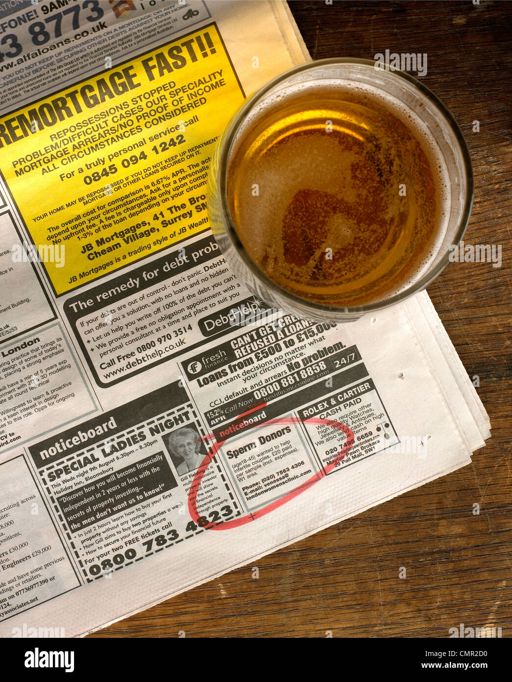 Aerial cropped table top beer advert Stock Photo - Alamy