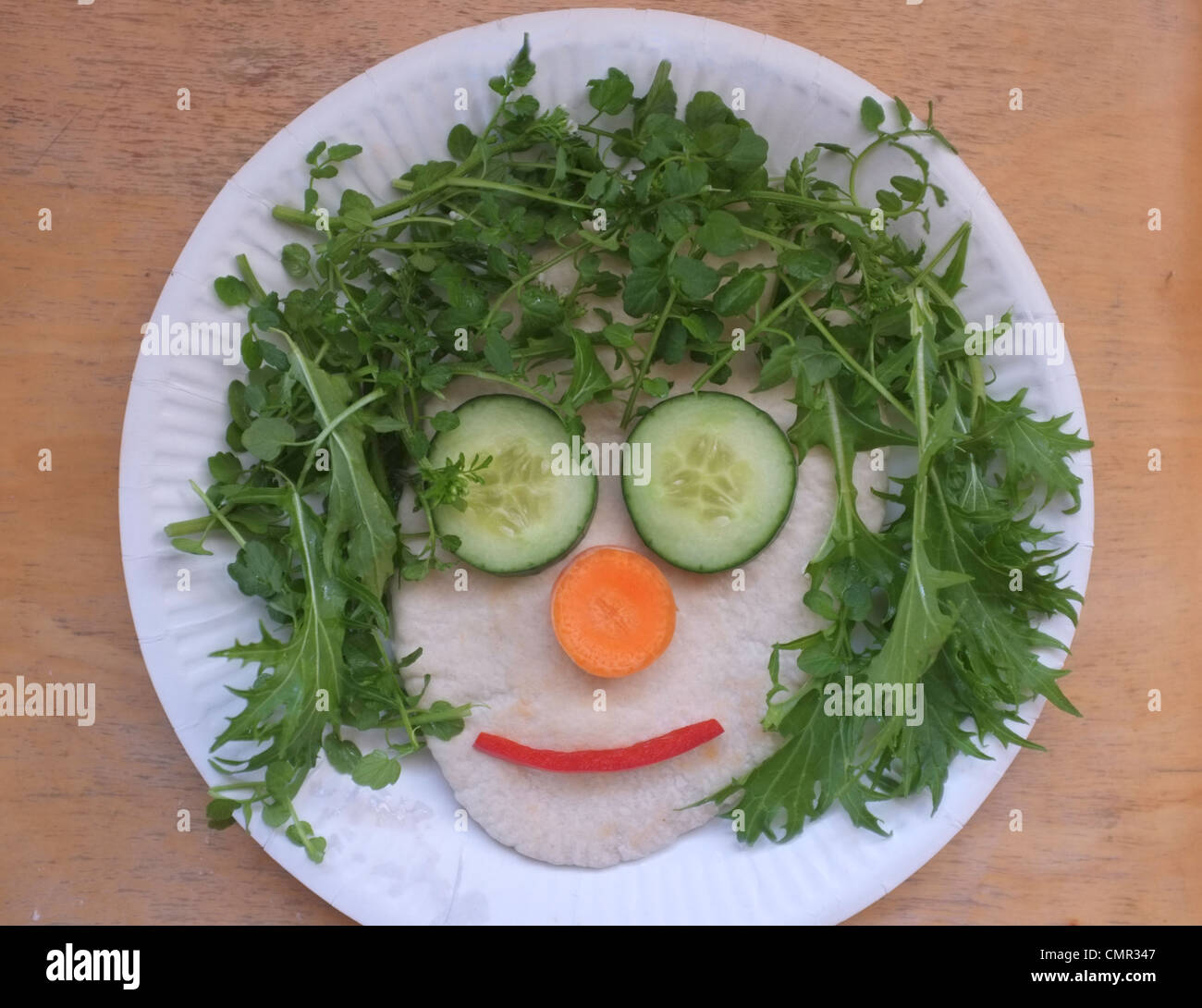 A child vegetable face on a paper plate Stock Photo - Alamy