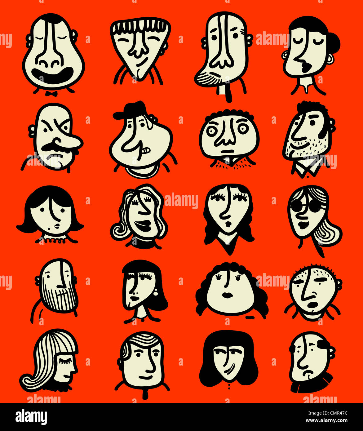 Various human faces icon set Stock Photo - Alamy