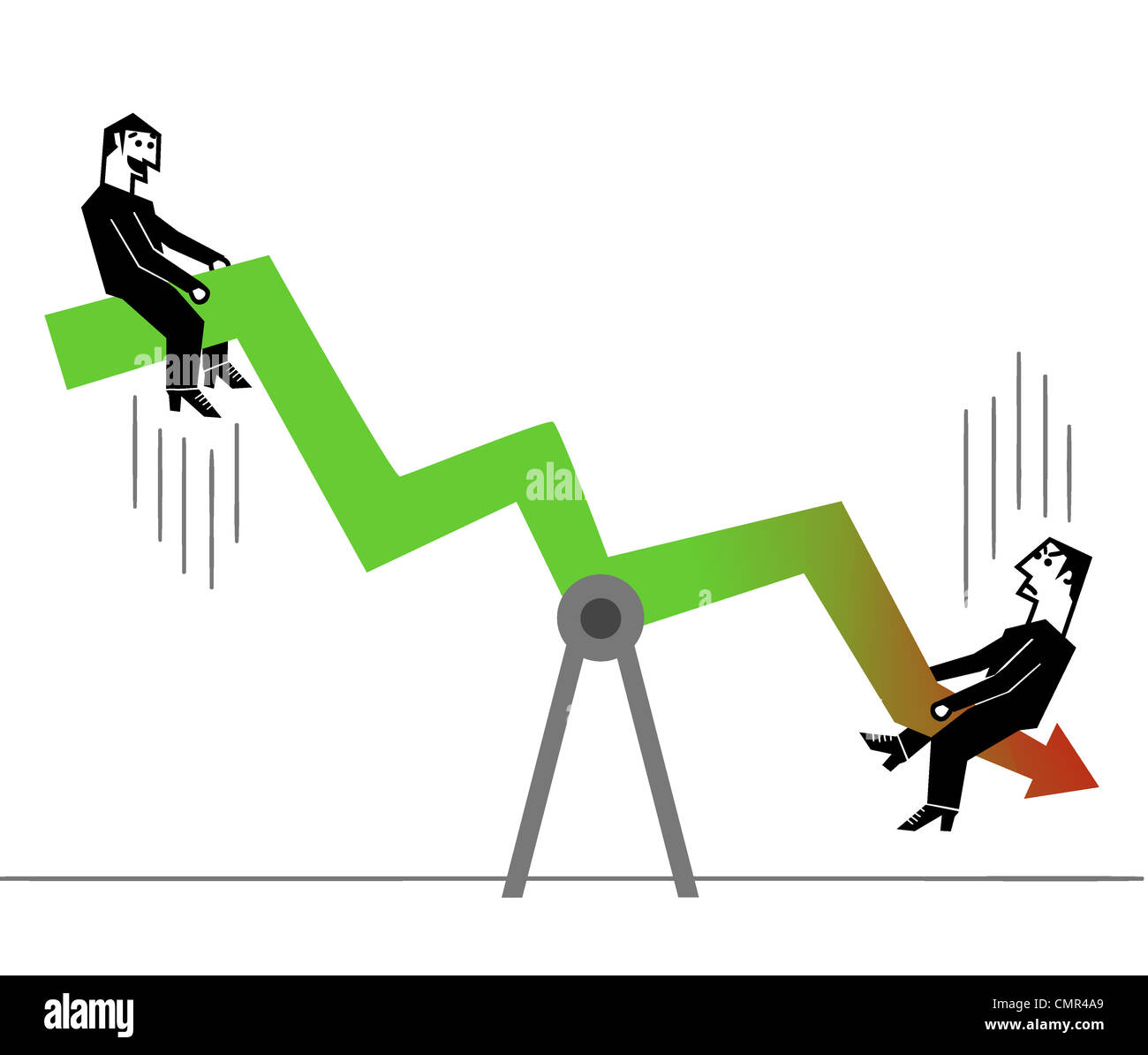 two businessman mounts statics graph Stock Photo - Alamy