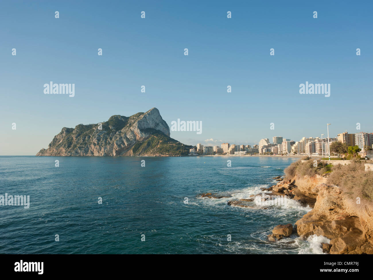 Calpe resort and its landmark rock, Penon de Ifach Stock Photo - Alamy