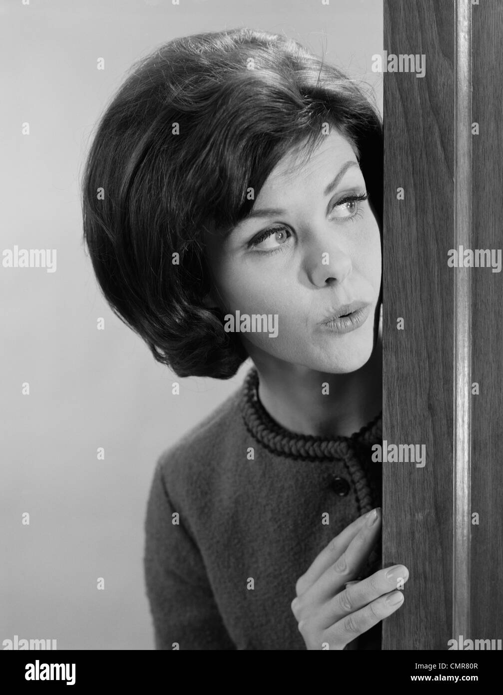 Look around corner Black and White Stock Photos & Images - Alamy